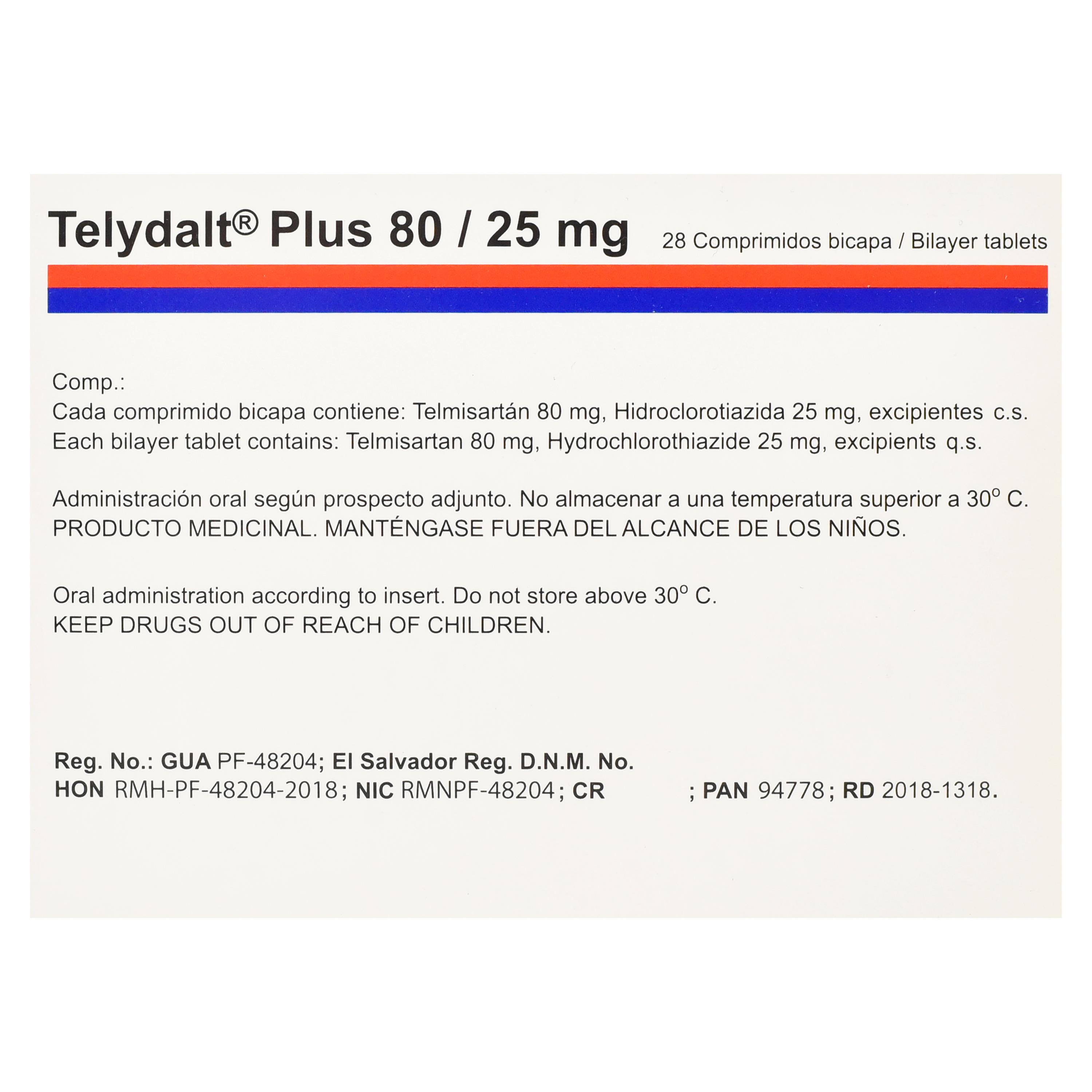 Comprar Telydalt Plus 80/25 mg caja 28 tabletas - Precio indicado por ...