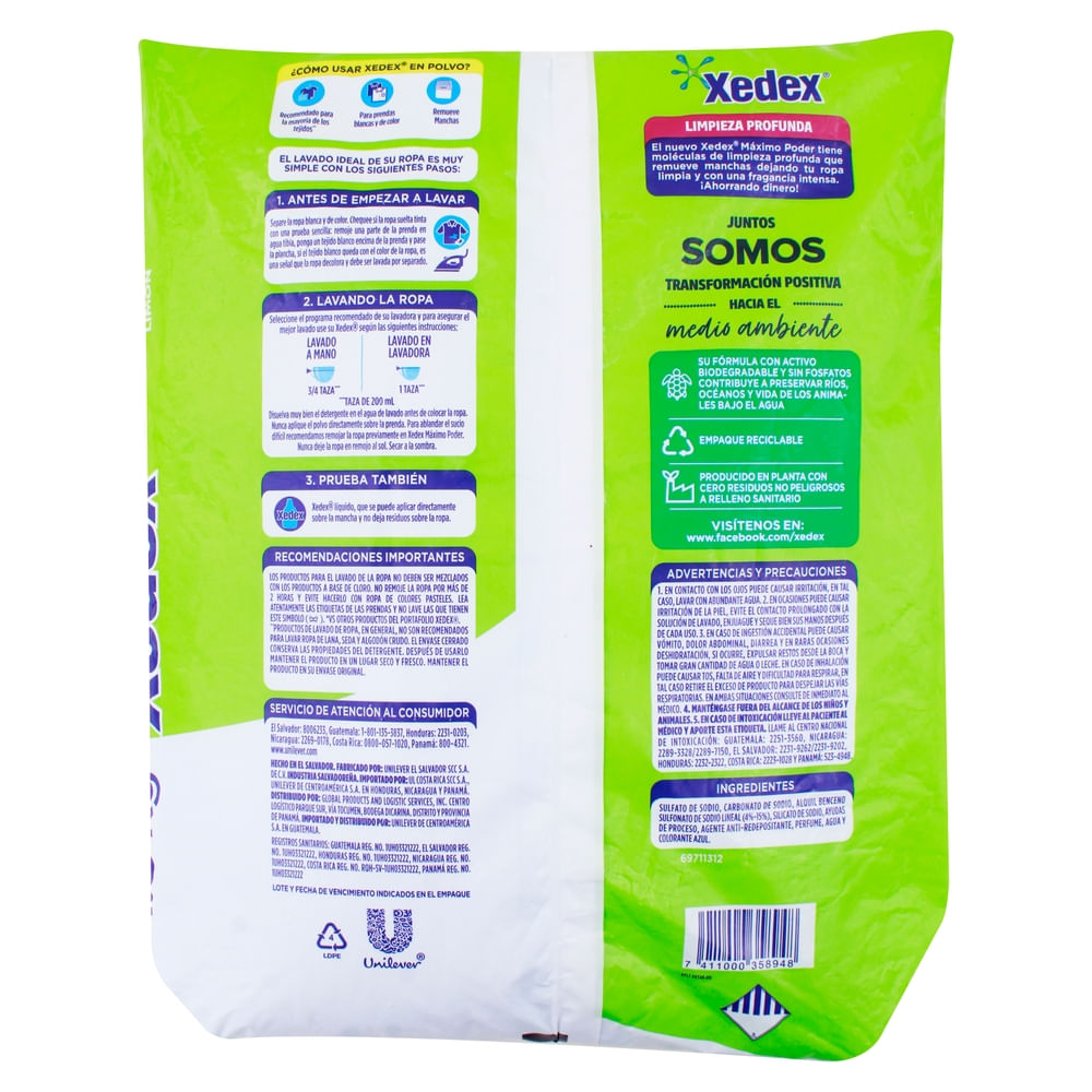 Comprar Detergente Xedex máximo poder limón - 1800 g | Walmart Nicaragua