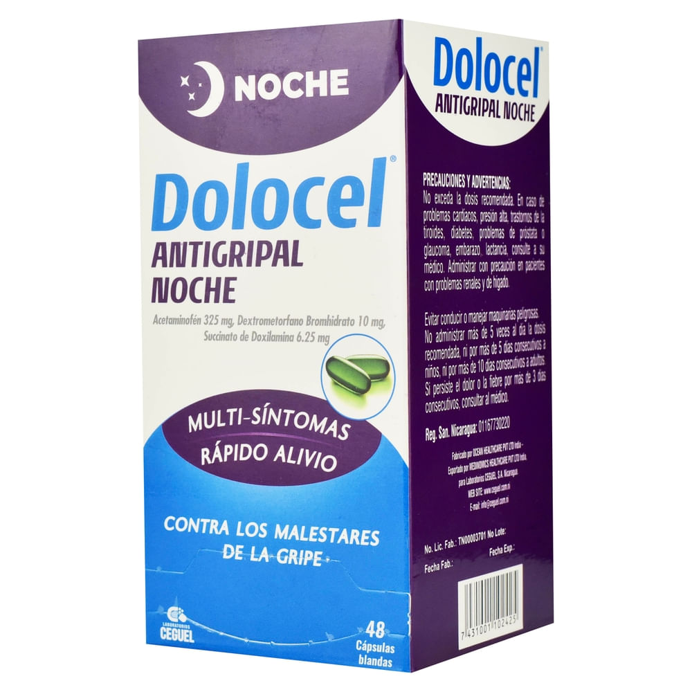 Comprar Dolocel Antigripal Ceguel Noche 48 Capsulas | Walmart Nicaragua