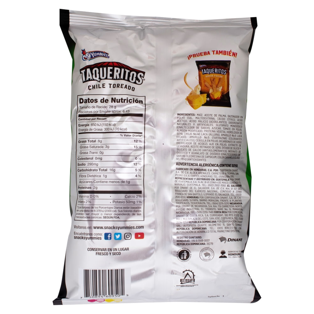 Comprar Taqueritos Yummies sabor chile toreado - 180 g | Walmart Nicaragua