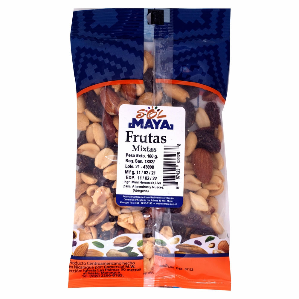 Comprar Mani Fruta Mixta Sol Maya - 100 gr | Walmart Nicaragua