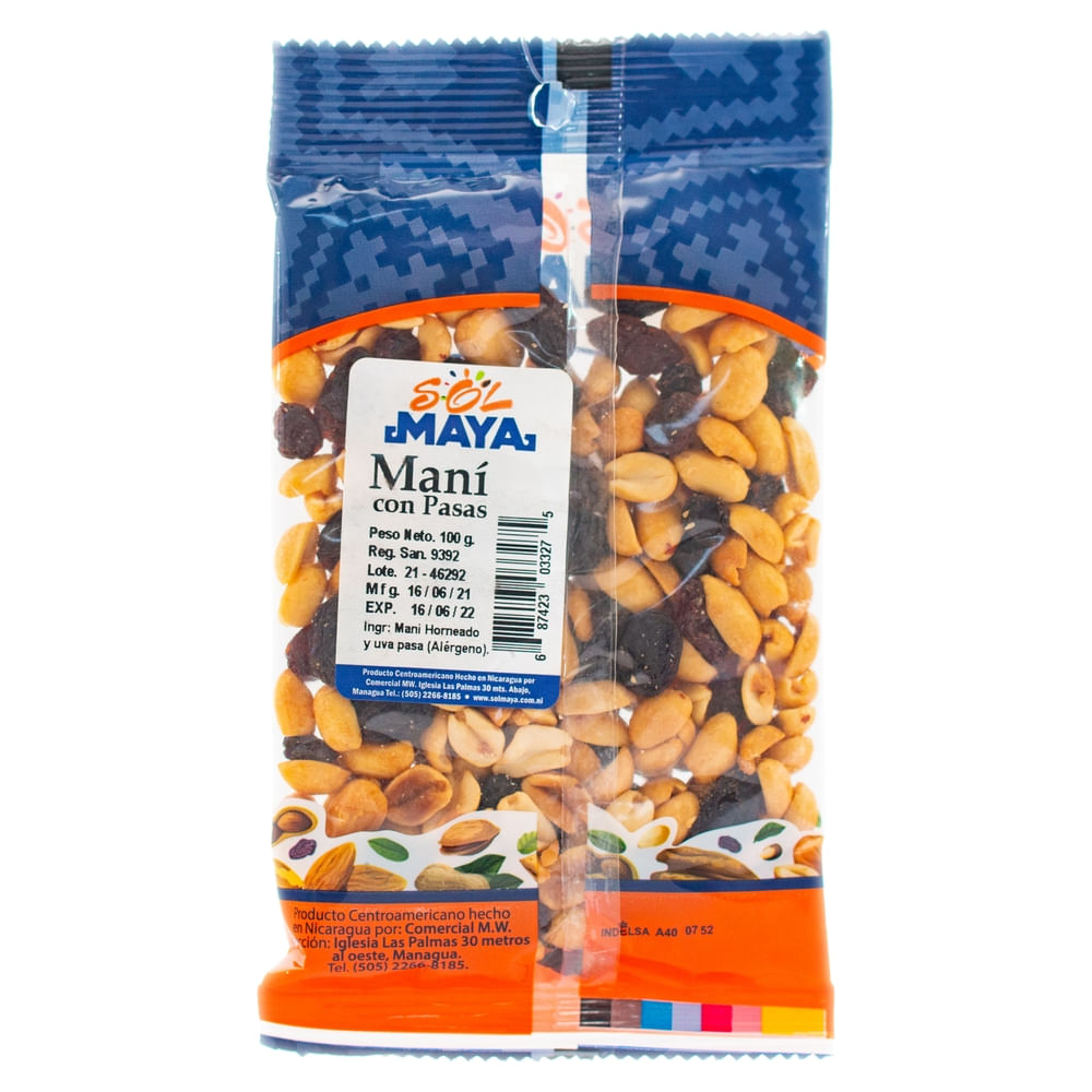 Comprar Mani Con Pasas Sol Maya - 100gr | Walmart Nicaragua