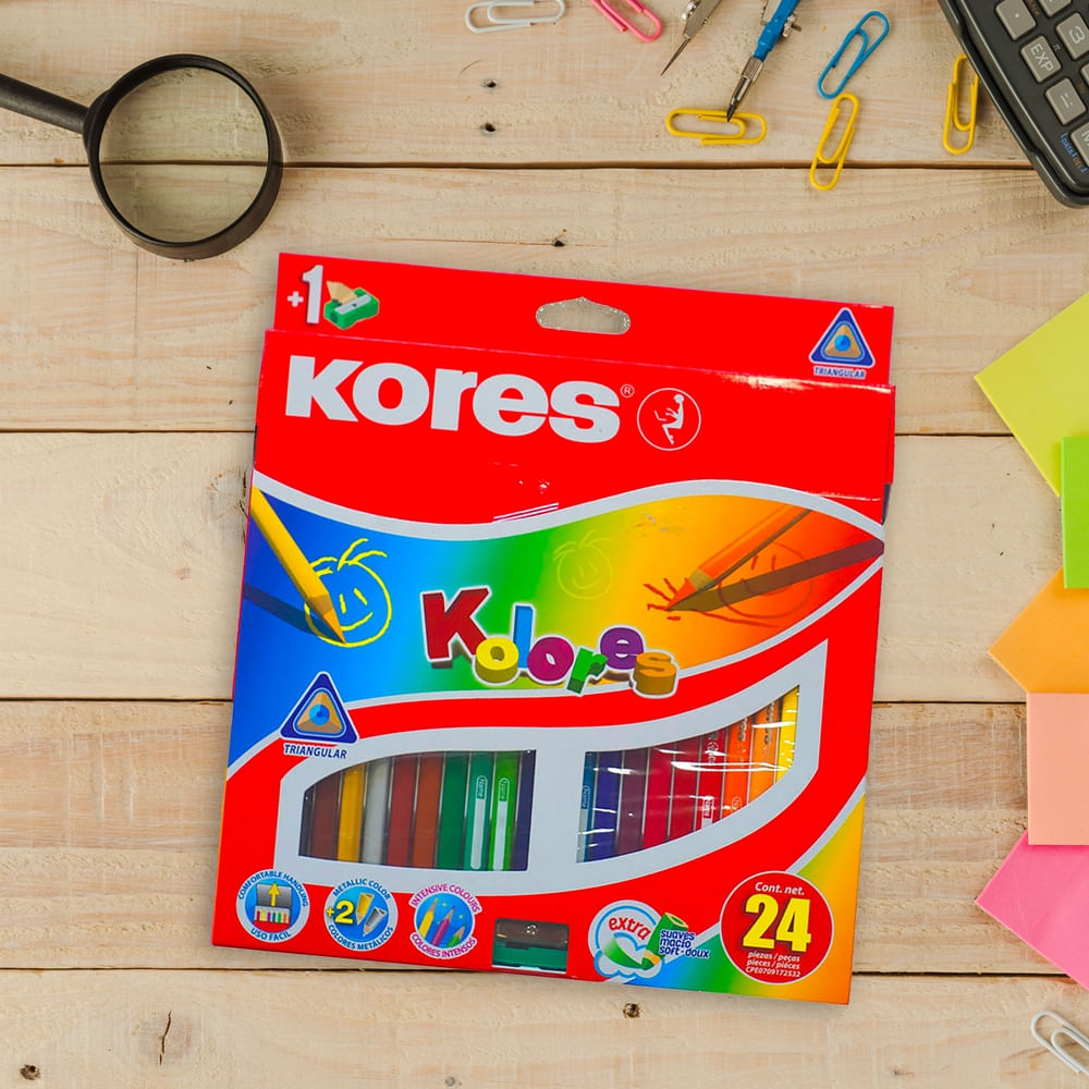 Comprar Lápices de color Kores diseño triangular 30 mm - 24 Uds ...