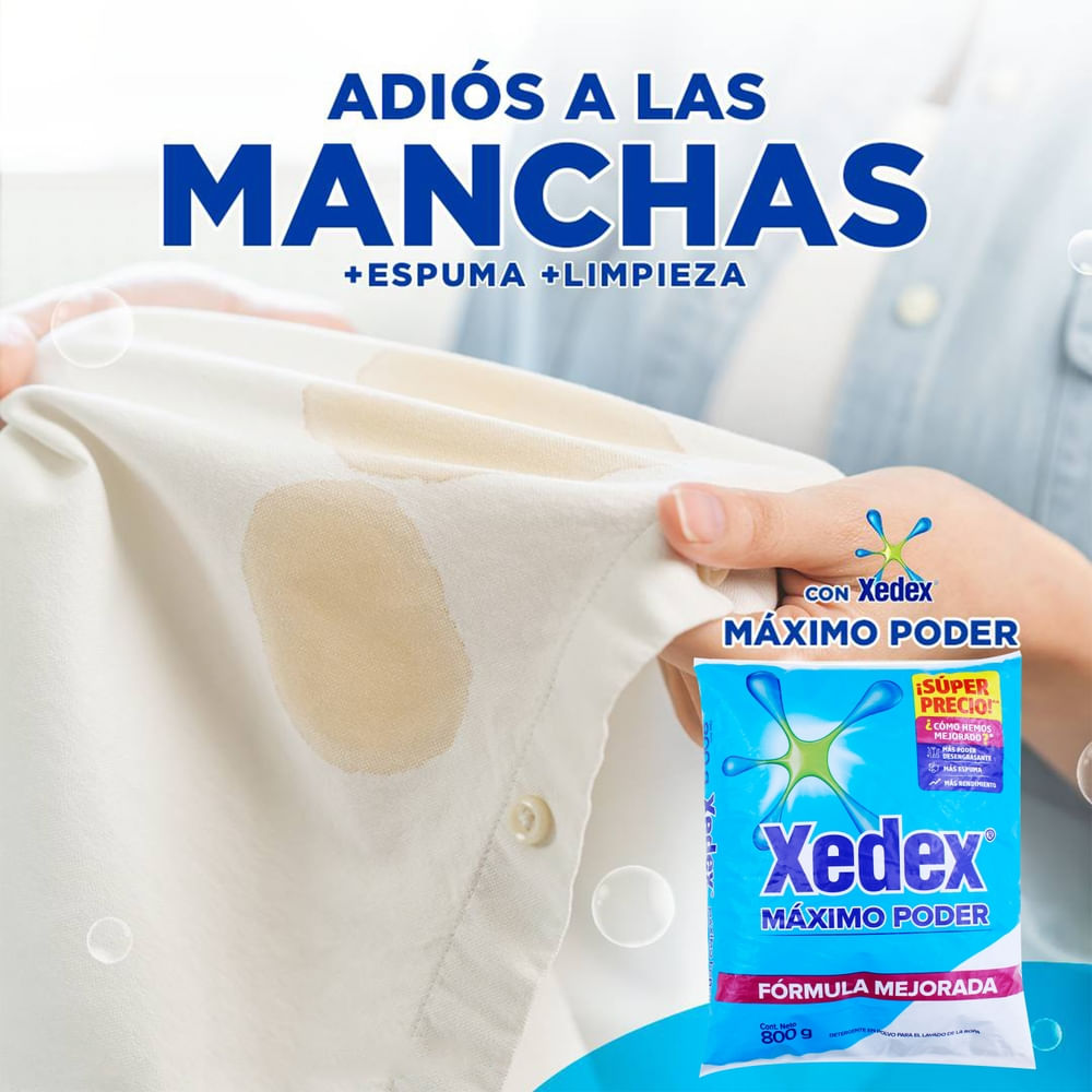 Detergente en polvo Xedex máximo poder - 800 g - La Unión | Compra en línea